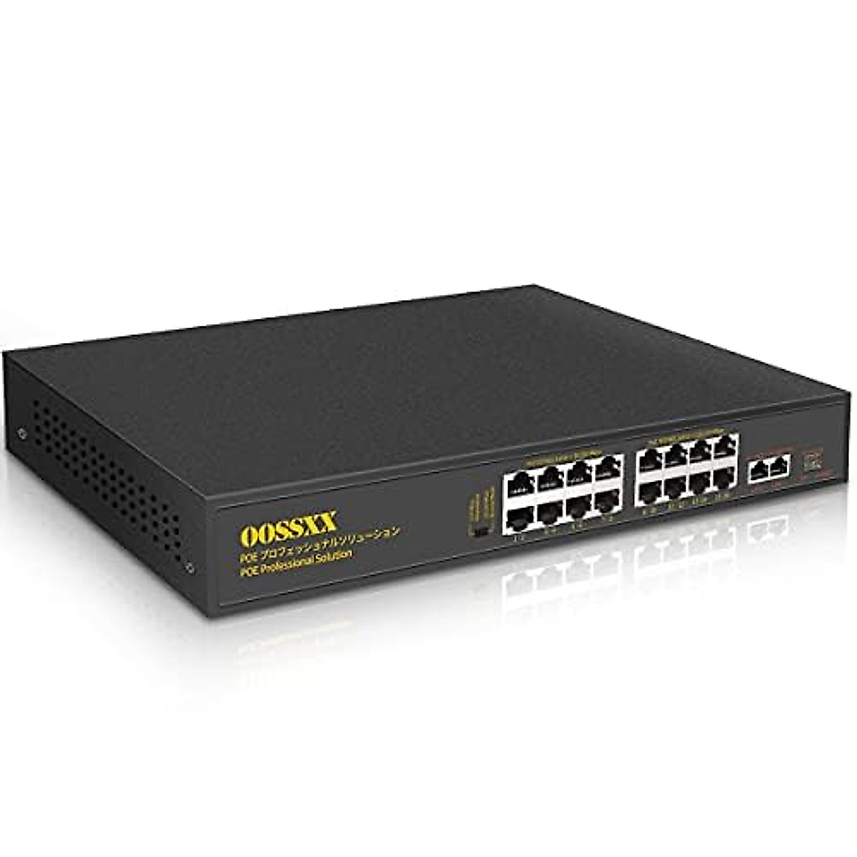 16 Port 100Mbps PoE+/ 2 Giga Up-Link Ports/ 1 Fiber SFP Port, 802.3af/at Unmanaged 300W Built-in Power, Extend Function, Metal, 19" Plug and Play