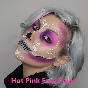 Go Ho Hot Pink Cream-Blendable Face Body Paint Stick,Hot Pink Eye Black Stick,Easy to Color Eye Black Pink Face Paint,Safe Facepaint&Lip Smacking for Halloween Makeup