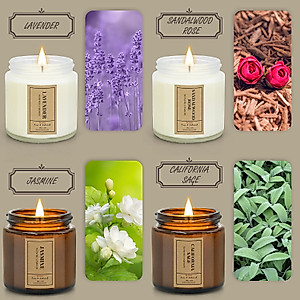 4 Pack Candles for Home Scented, Lavender Candles Gifts Set for Women, Soy Wax Long Lasting White & Amber Jar Candles, Birthday, Mother's, Anniversary