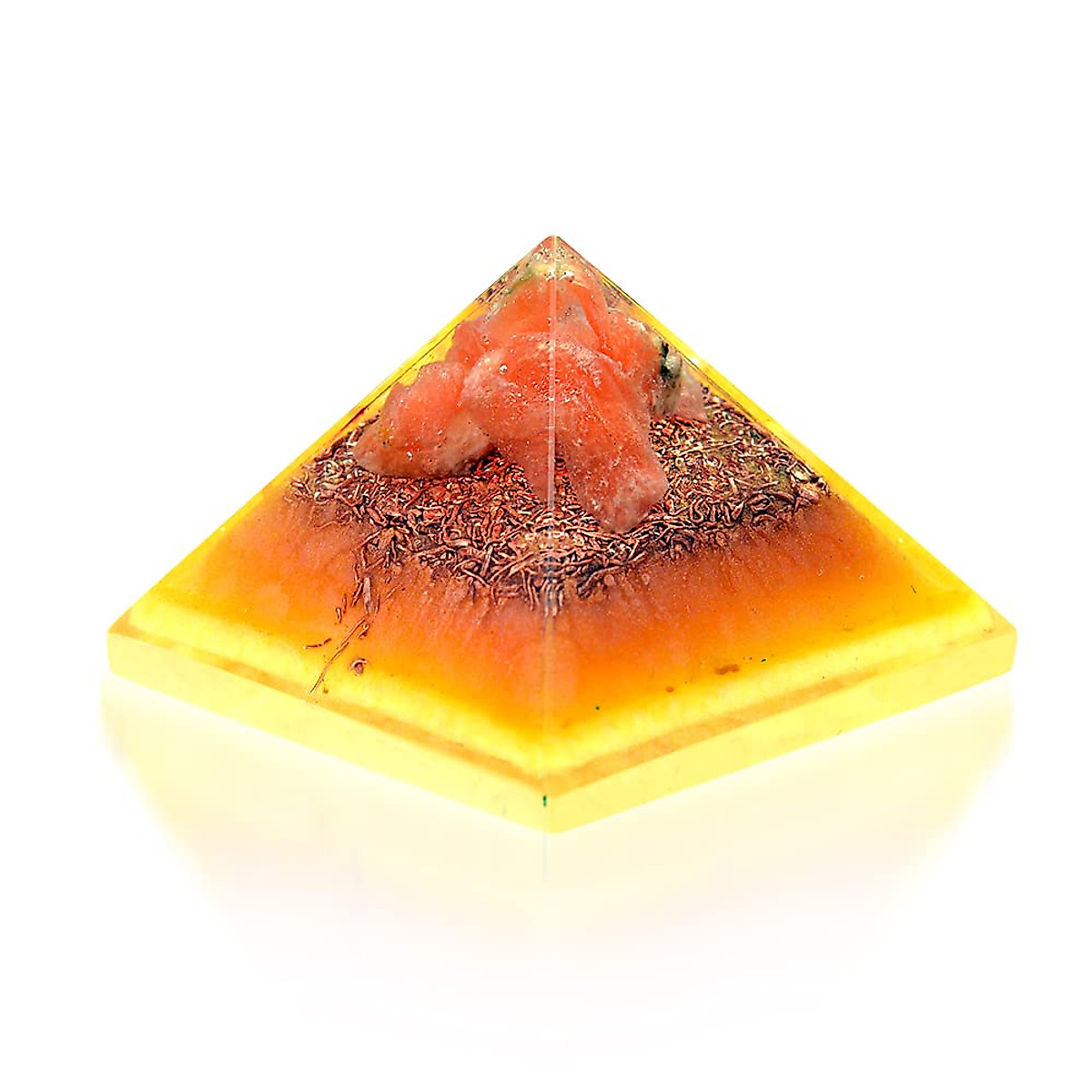 Healing & Cleansing Set - Portable Orgonite Crystal Mini Pyramids of Crystal quartz, Black Obsidian, Chrysoprase, Orange Calcite to feel energized, balanced, grounded, calm and centered