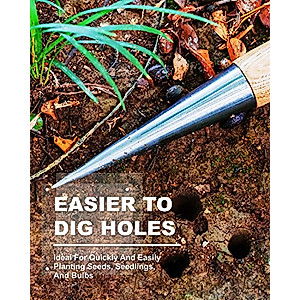 Dibber Garden Tool Seed Planter Tool Dibber Seed Dispenser for Planting Steel Garden Dibber with Wood T-Shaped Handle 11 inch for Gardening,Sowing Seeds,Transplanting Plants,Planting Bulbs,Digging