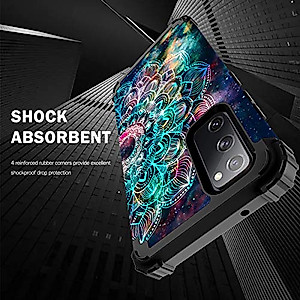 Hocase Galaxy S20 FE 5G Case, Heavy Duty Shockproof Protection Soft Silicone Rubber+Hard Plastic Bumper Hybrid Protective Case for Samsung Galaxy S20 FE (6.5" Display) 2020 - Mandala in Galaxy