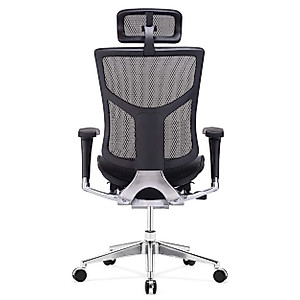 GM Seating Dreem XL Ergonomic Mesh Executive Hi Back, Swivel Chair, Chrome Base with Headrest, Black, Seat Slide, Passive Lumbar Support