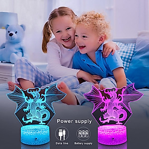 Dragon Lamp 3D Dragons Night Light for Kids with Remote & Smart Touch 7 Colors + 16 Colors Changing Dimmable Dragon Toys for 3 4 5 6 7 8 Year Old Boys Christmas Birthday Gifts (Remote Control)