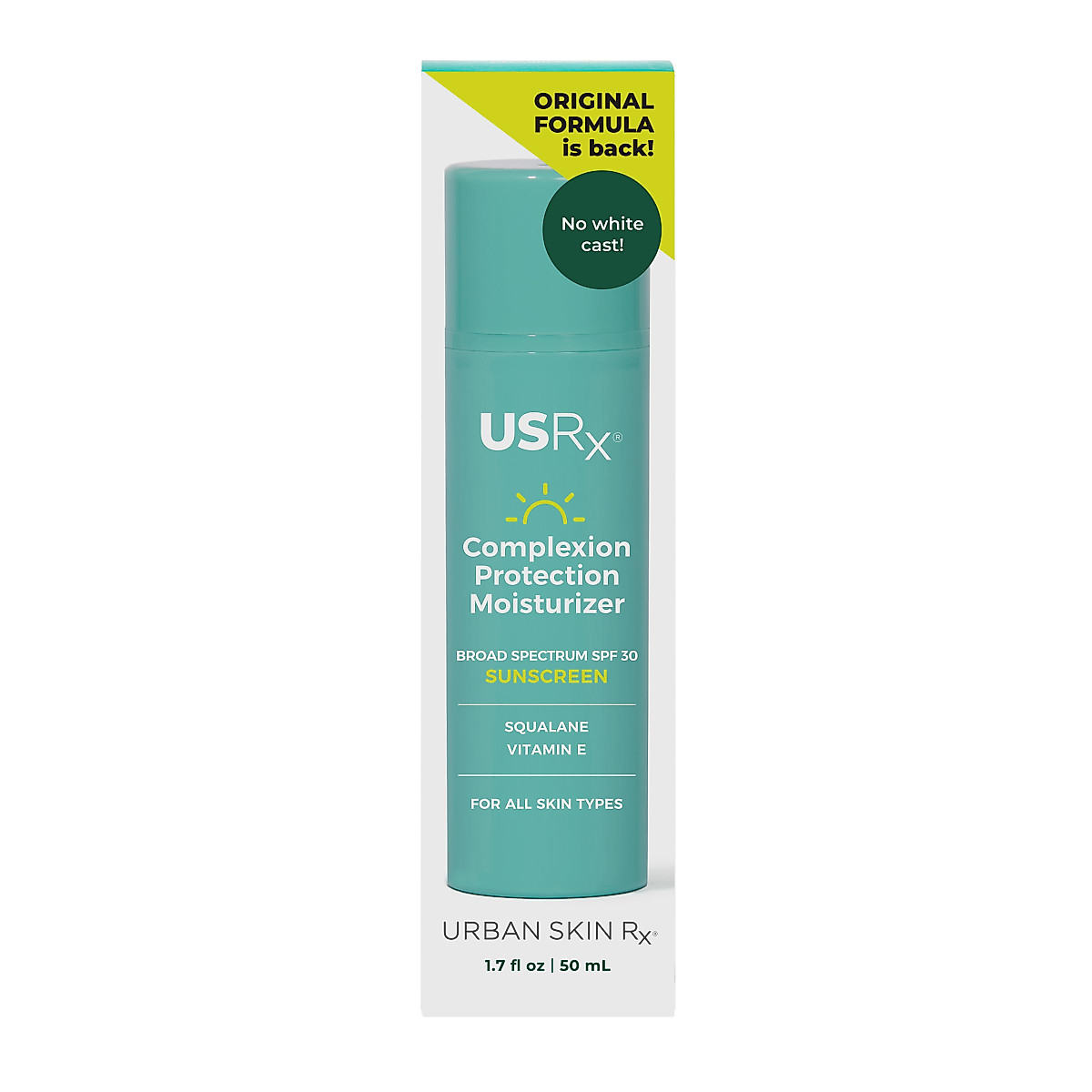 USRx® Complexion Protection Moisturizer with SPF 30, Sheer, Lightweight, Non-Pore Clogging Cream Tones, Hydrates, and Provides Sun Protection, with Niacinamide, Vitamin C, Squalane & Vitamin E, 1.7 Oz