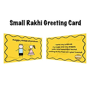 Tarini Gallery Rakhi for Brother Bhaiya Bhai Dooj Raksha Bandhan gift Rakhi Thread Rakhi Bracelet with Greeting card gift pack in pouch/Potli bag (Design 3 with Soan)