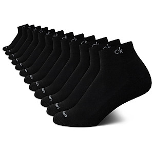 Calvin Klein Women's Quarter Socks - 12 Pack Cushioned Athletic Ankle Socks for Women - Women's Sports Socks (Size: 4-10), Size 4-10, Black