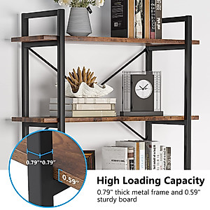 Tribesigns 5 Tier Bookshelf, Industrial Etagere Bookcase with Metal Frame, Rustic Tall Book Shelf Unit for Living Room, Study, Home Office (1, Rustic)