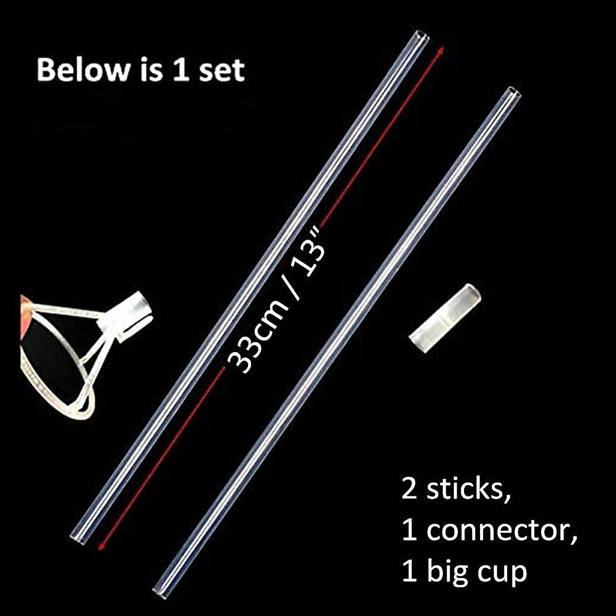 Big Balloon Stick with Cups, 20 Pcs 27" Long Large Clear Balloon Holder Stick Stand for LED Bobo Balloons Sticks 10 inch to 36 inch Mylar Balloons/Foil Balloons/Latex Balloons