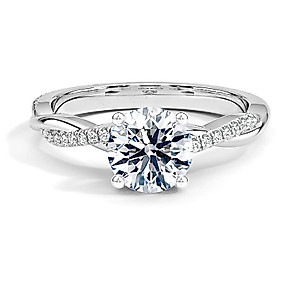 Blocaci Engagement Ring 1.0 CT Twisting Infinity Pave Set Simulated Diamond Engagement Rings for Women 10k White Gold Size 7
