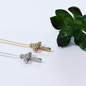 AFFY Infinity Cross Pendant Necklace, 1.00 Carat White Natural Diamond Religious Jewelry Gift For Women & Men in 14k Rose Gold Over Sterling Silver (1 Ctw)