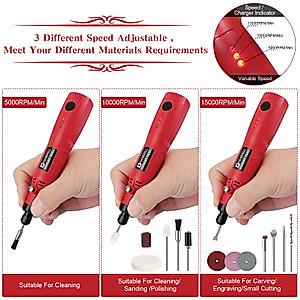 HARDELL Mini Cordless Rotary Tool,3-Speed Power Rotary Tool Equipped with USB Charging and Accessories, Multi-Function 3.7VRotary Tool Kit for Sanding, Polishing, Drilling, Etching, DIY Crafts
