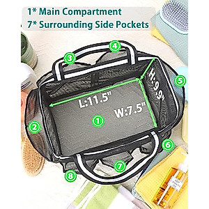 fiezkaa Mesh Shower Caddy Portable Shower Bag for College Dorm Camping Travel Gym(Black)