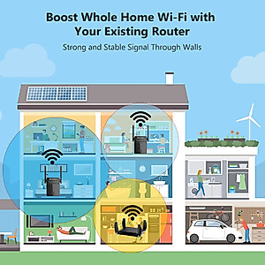 Blueshadow WiFi Extender, Dual Band WiFi Repeater Connects 20 Devices Wall Through Strong AC1200 WiFi Extender Booster Wireless Signal Range Extender That Cover Up to 1000 Sq. Ft