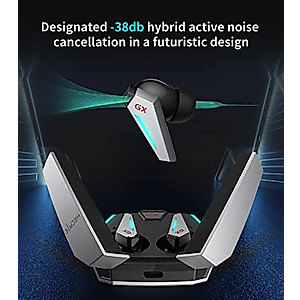 HECATE by Edifier GX07 Wireless Gaming Earbuds, Active Noise Cancelling Bluetooth Earbuds with 6 Microphones, LHDC/AAC, Ultra Low Latency, Dual Modes, App Control, RGB Light, 32.5h Playtime - Grey