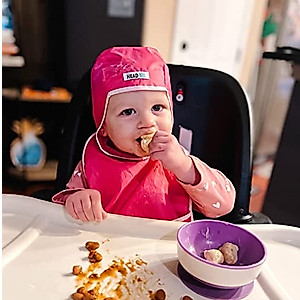 HEADBIB – First Ever Head Bib, Protects Little One’s Hair During Mealtime & Playtime, Waterproof Fabric, For Baby & Toddler (Pink, Large (12-24 Months))