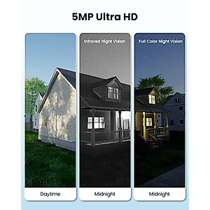 Veezoom PoE Camera - IP Security Camera for Full-Color Night Vision Dome Surveillance Cameras Outdoor with AI Detection, 5MP 100Ft IR Night Vision, Support SD Card (Adapter not Included)-WS-N151HZ