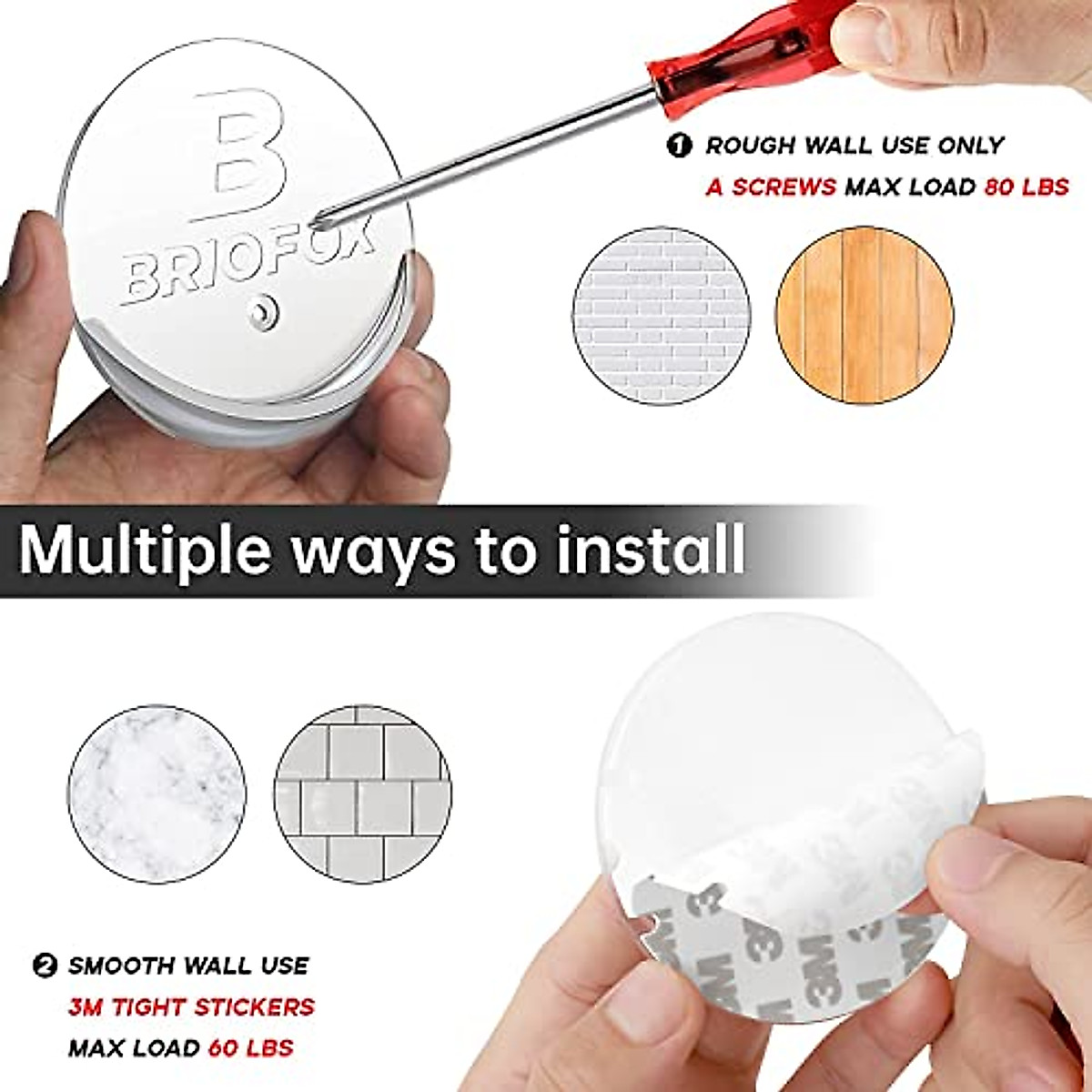 BRIOFOX Shower Curtain Rod Holder 3M Adhesive | Heat Resistant | Waterproof | Max Load 60 lbs Shower Rod Retainer for Wall, 2 Pack, Transparent (Rod Not Included)