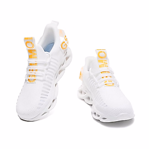GSLMOLN Spring Summer Running Shoes Fashion Mesh Ultra Lightweight Sport Gym Sneaker Mens Slip-On Casual Shoes for Walking White Size 10.5