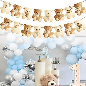 2pcs Teddy Bear Baby Shower Banner We Can Bearly Wait Baby Shower Decorations Teddy Bear Theme Garland Decorations for Teddy Bear Theme Gender Reveal Party We Can Bearly Wait Baby Shower Supplies