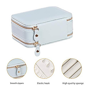 Jewelry Box, Small Travel Jewelry Box, Portable Display Storage Case Box for Rings Earrings Necklace (Light Blue) by YMHB