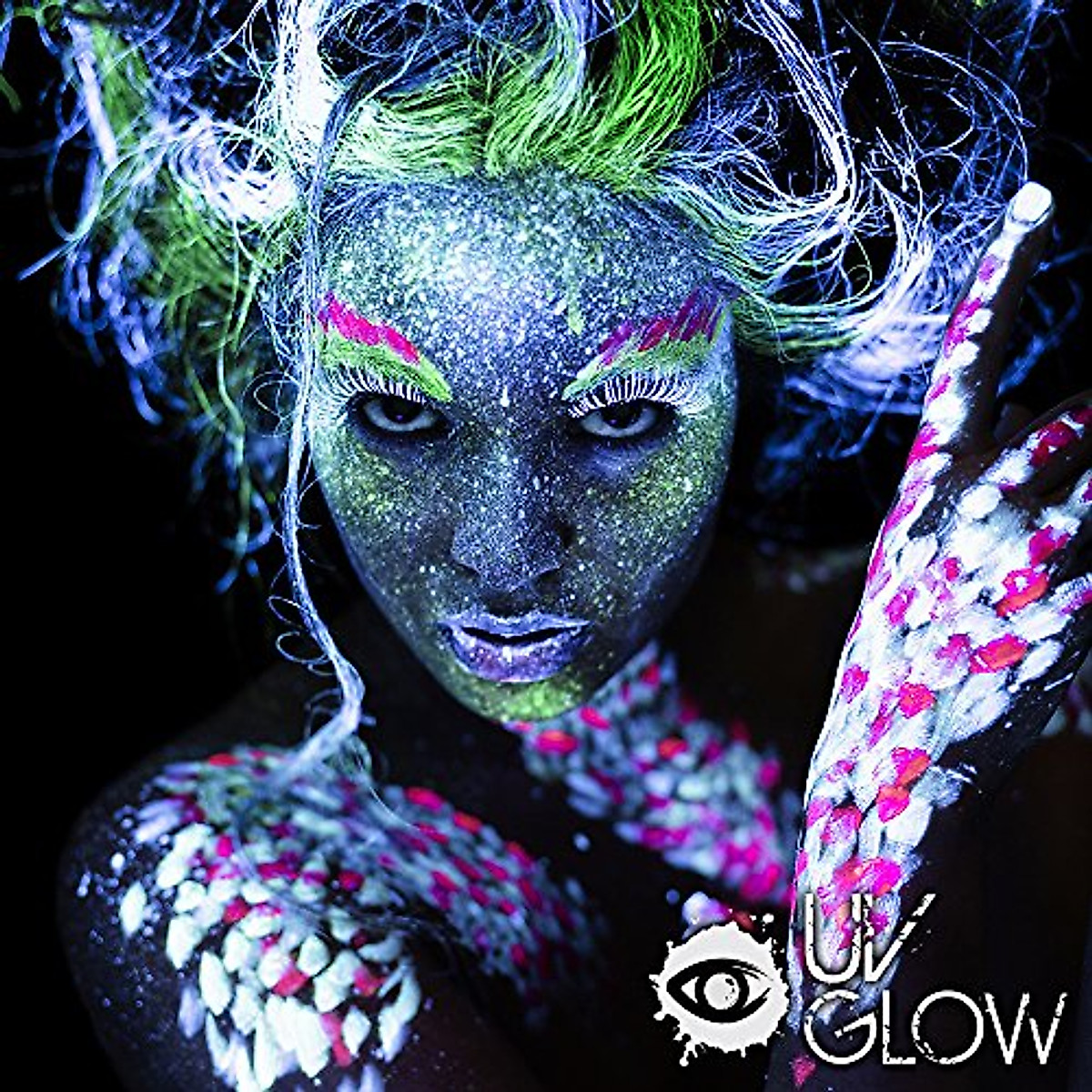 UV Glow Blacklight Face and Body Paint 0.34oz - Neon Fluorescent (0.34 Fl Oz (Pack of 7))