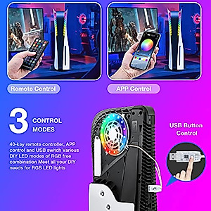 PS5 LED Light Strip, JUSPRO RGB Ring LED Lights Kit Accessories Compatible with Playstation 5 Console Digital Edition & Regular Edition (LED Light)