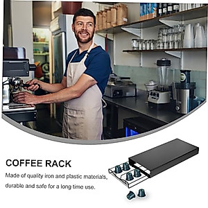 OKUMEYR Storage Rack Kitchen Storage Drawer Holder Espresso Mugs Coffee Holder Coffee Espresso Maker Shelf Holders Coffee Coffee Pod Rack Tea Stand Iron Black