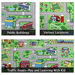 Capslpad Kids Rug Educational Play Rug 6.6' x 5' Traffic Road Kids Play Car Mat Large Learning Play Game Area Rug Kids Carpet for Playroom Living Room Nursery Room Decor