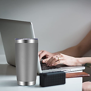 VEGOND 20oz Tumbler with Lid and Straw Stainless Steel Tumbler Cup Vacuum Insulated Double Wall Travel Coffee Mug Powder Coated Coffee Cup(Grey 1 Pack)