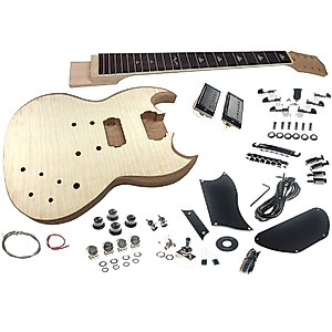 Solo SG Style DIY Guitar Kit, Basswood Body, Flamed Maple Top