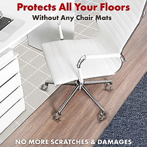 Professional Office Chair Wheels 10mm Stem - FIT IKEA Chairs ONLY - 3'' Replacement Rollerblade Rubber Chair Casters - Best Protection for Your Hardwood Floors Without Any Chair MATS - Silver