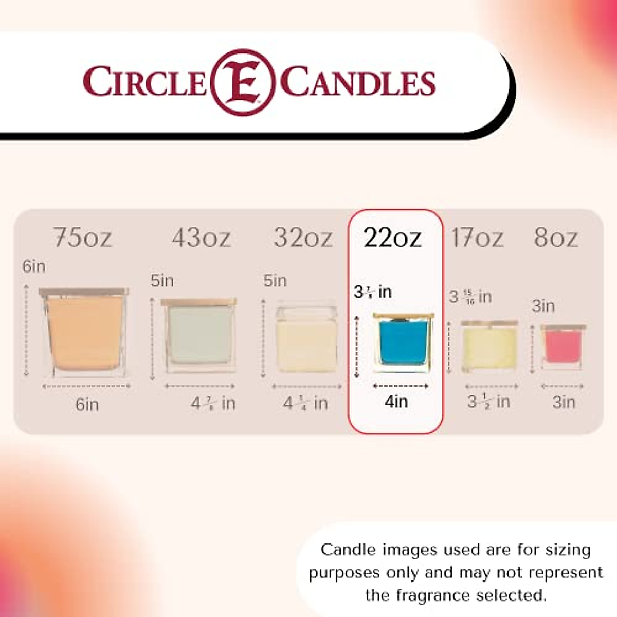 Circle E Candles, Leather Scent, Medium Size Jar Candle, 22oz, 2 Wicks