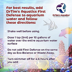 DrTim’s Aquatics First Defense for Saltwater Aquariums – Stress Relief & Immune System Support with Vitamins & Immunostimulants for Fish Tanks 4 oz.