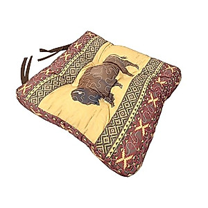 DeLeon Collections Ranch on Yellowstone Seat Cushion, 18" x 18", Yellow/Brown/Red/Black