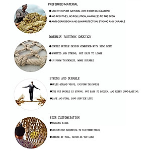 Cargo Net Rope Ladder Hemp Net, Child Safety Net, Anti-Fall Stair Nets, Fence Nets, Ceiling Decorative Nets, Hammocks,Mesh Hemp Rope Net Support Customization Safety Rope Net for Kids