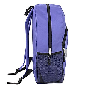 Trail maker Kids Reflective Backpack for School, Colorful Backpack with Reflector Strips, Side Pocket, Padded Straps (Purple)