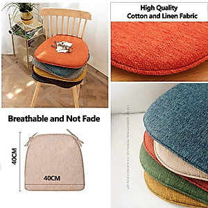 Dining Chair Cushions with Ties, Kitchen Chair Cushions X4, Seat Pads for Dining Chairs, No Slip Detachable Seat Cushions for Kitchen Chairs Four Season Used Orange