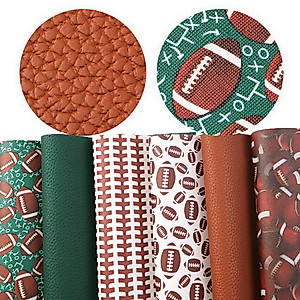 David Angie Football Soccer Ball Printed Faux Leather Sheet PU Textured Grain Leather Sheet Assorted 6 PCS 7.9" x 13.4" (20 cm x 34 cm) for Hair Accessories DIY Crafts Making (Ball)