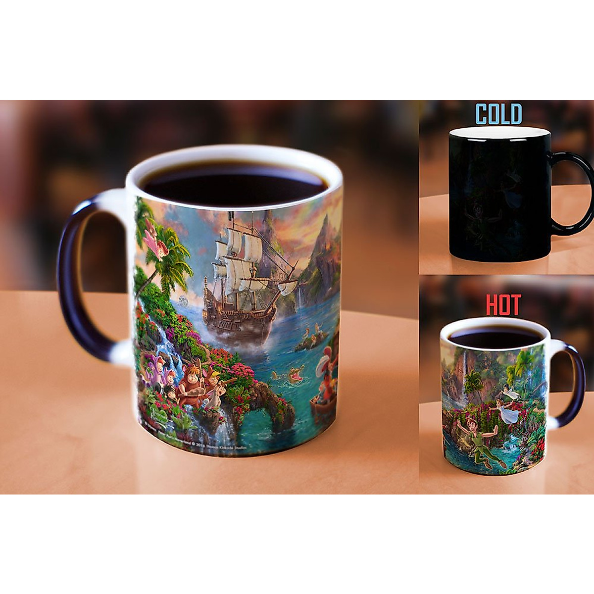 Morphing Mugs Disney - Peter Pan - Neverland - One 11 oz Color Changing Heat Sensitive Ceramic Mug – Image Revealed When HOT Liquid Is Added!