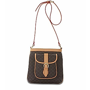 Rioni St-20230 Signature Brown Canvas Leather DAILY TOURIST Handbag Crossbody