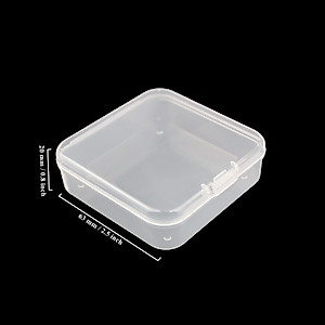 LJY 32 Pieces Square Mini Clear Plastic Storage Containers Box Case with Lids for Small Items and Other Craft Projects (2.5 x 2.5 x 0.8 inch, Transparent)