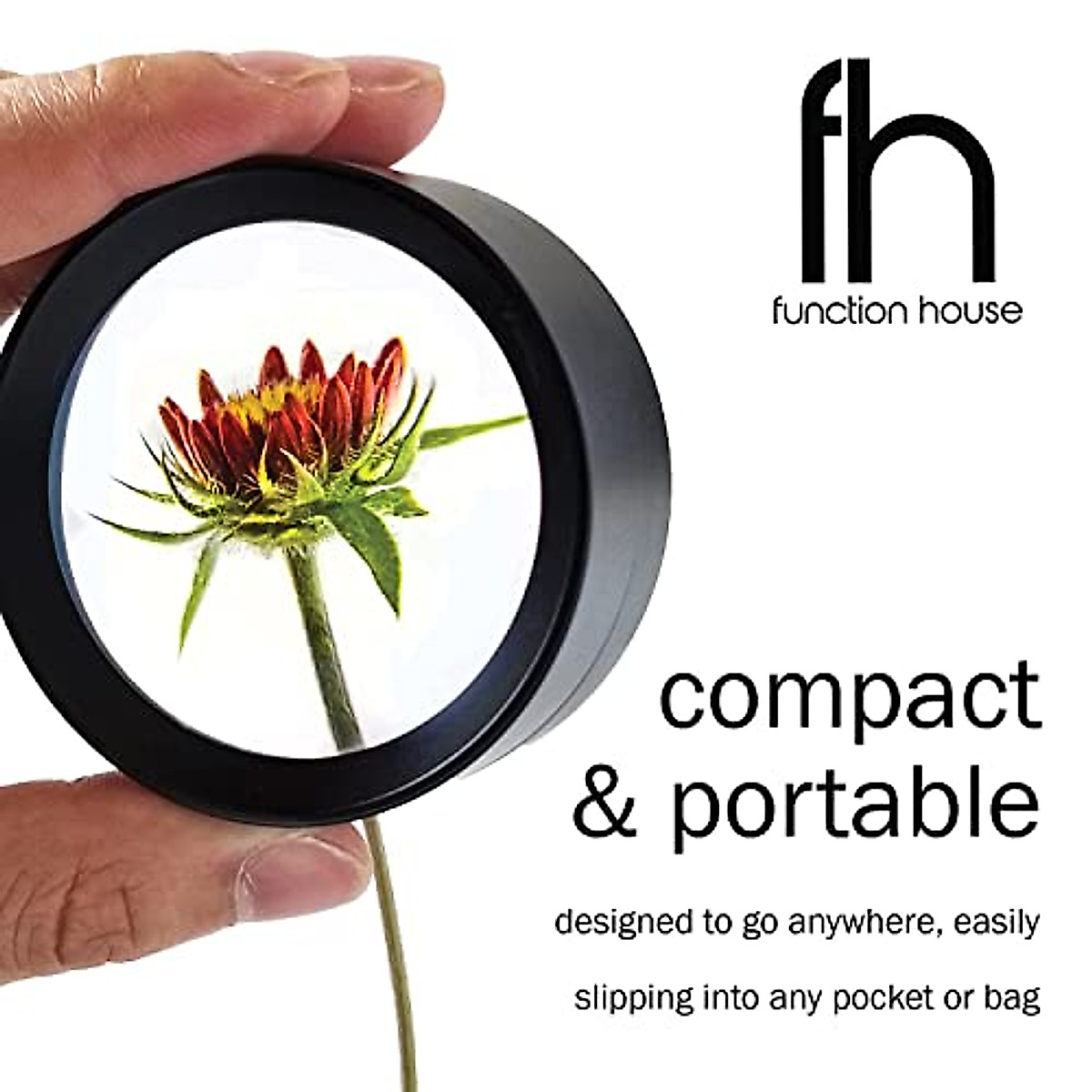 Magnifying Glass 5X Handheld for Jewelry, Coins, Stamps, Reading, Soldering, Inspection, Collecting, Aids in Macular Degeneration and Visual Impairment, Laboratory Magnifying Glass (Black)