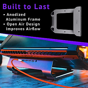 Tilted Nation RGB Gaming Laptop Stand with USB Ports - Sleek Laptop Riser with (4 USB 3.0 Ports and 10 RGB Modes) - Aluminum Laptop Stand for Desk That Improves Cooling and Posture