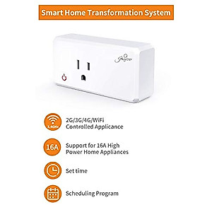 Jinvoo Smart Plug,WiFi Outlet Mini Socket 16A Work with Alexa and Google Home, Remote Control,Smart Plug Outlet with 2 USB Ports, Voice Control Remote Control, Timing Function