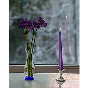 Hyoola Tall Taper Candles - 10 Inch Purple Unscented Dripless Taper Candles - 8 Hour Burn Time - 12 Pack