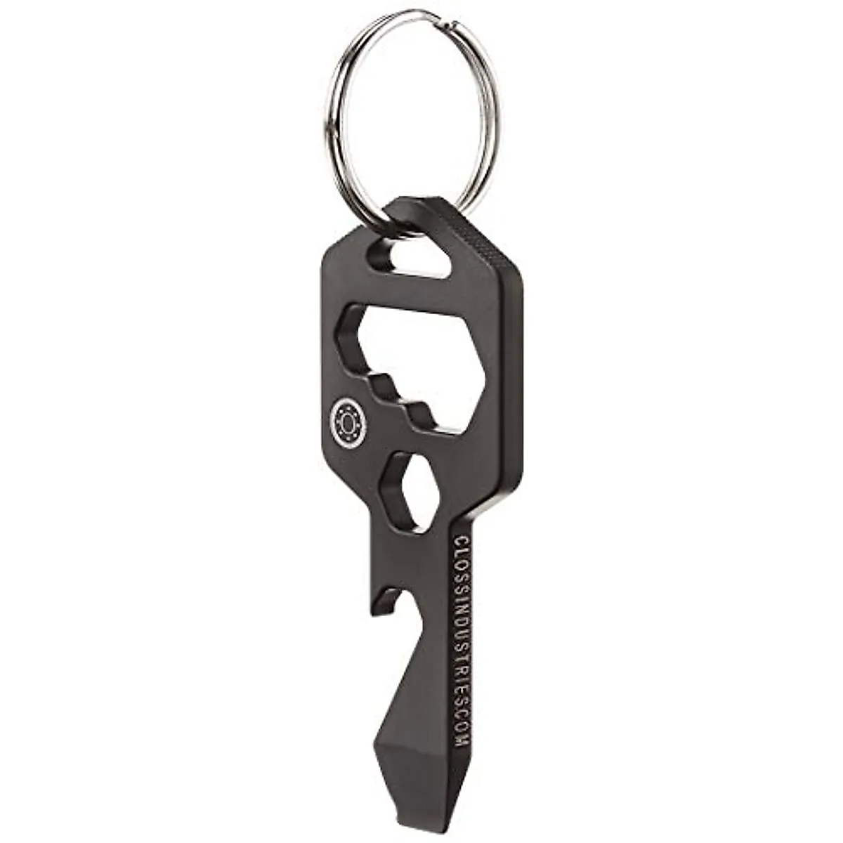 CLOSS 8 in 1 Titanium Multitool Keychain- Bottle Opener, Screwdriver and Wrench (Black) (1, Black)