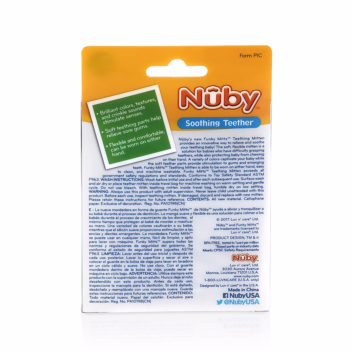 Nuby Funky Mitts Teething Mittens, Butterfly