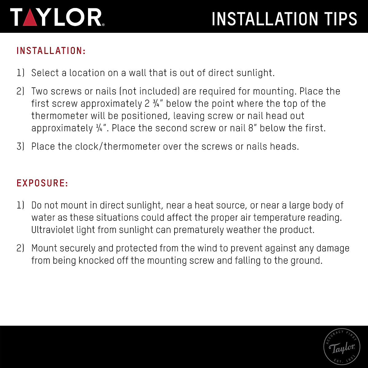 Taylor Bourbon Barrel Poly Resin Indoor and Outdoor Clock and Thermometer, 14 Inch, Multi-Color