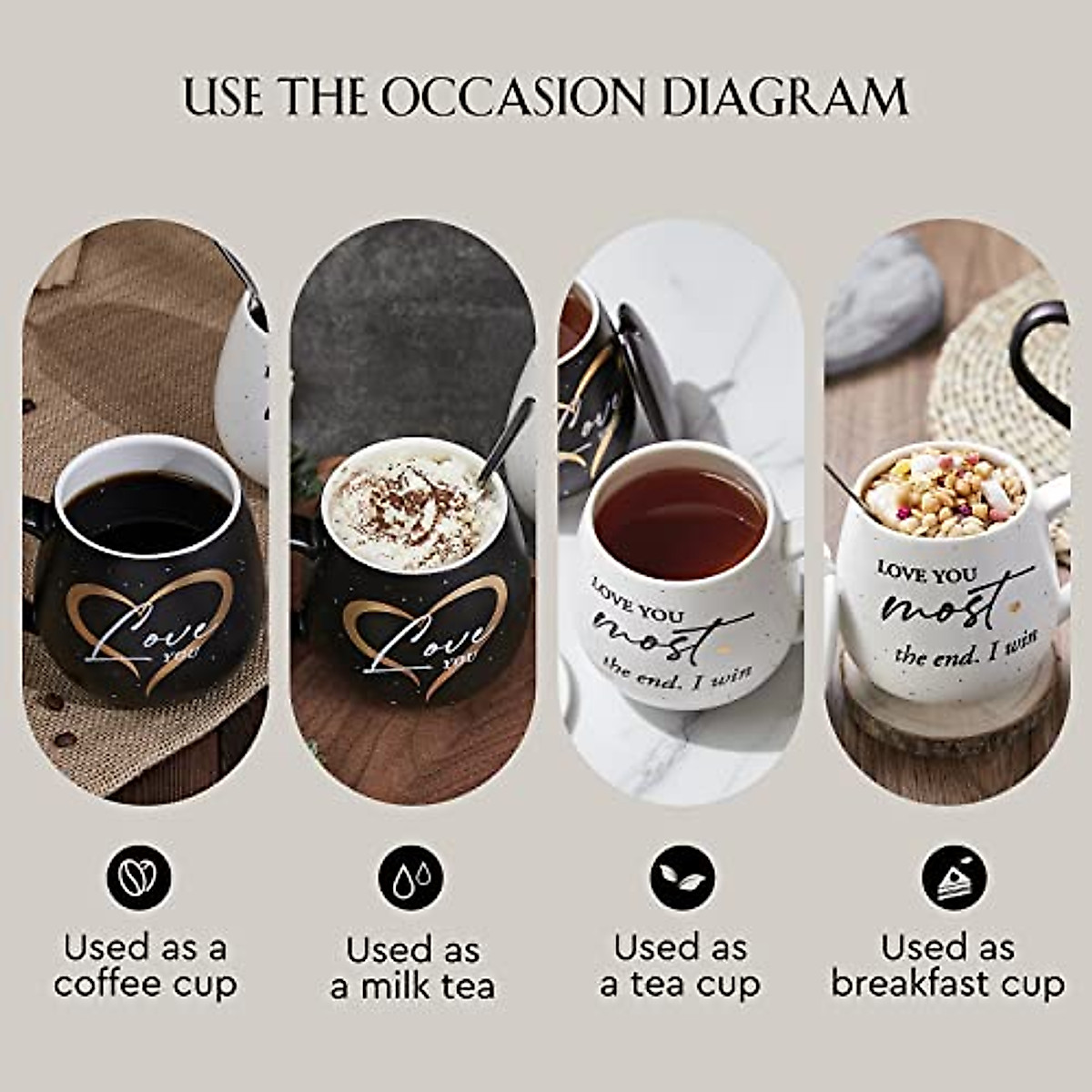 AW BRIDAL Novelty Coffee Mugs Set of 2, 12 OZ| Ceramic Engagement Gifts For Couples Newly Engaged Unique, Bachelorette Bridal Wedding Shower Gift For Bride Housewarming Gift Ideas Coffee Gifts Set